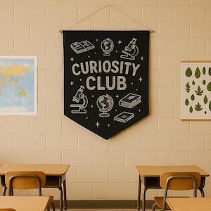 Curiosity Club Pennant, Educational Wall Decor, Science Enthusiast Gift ...