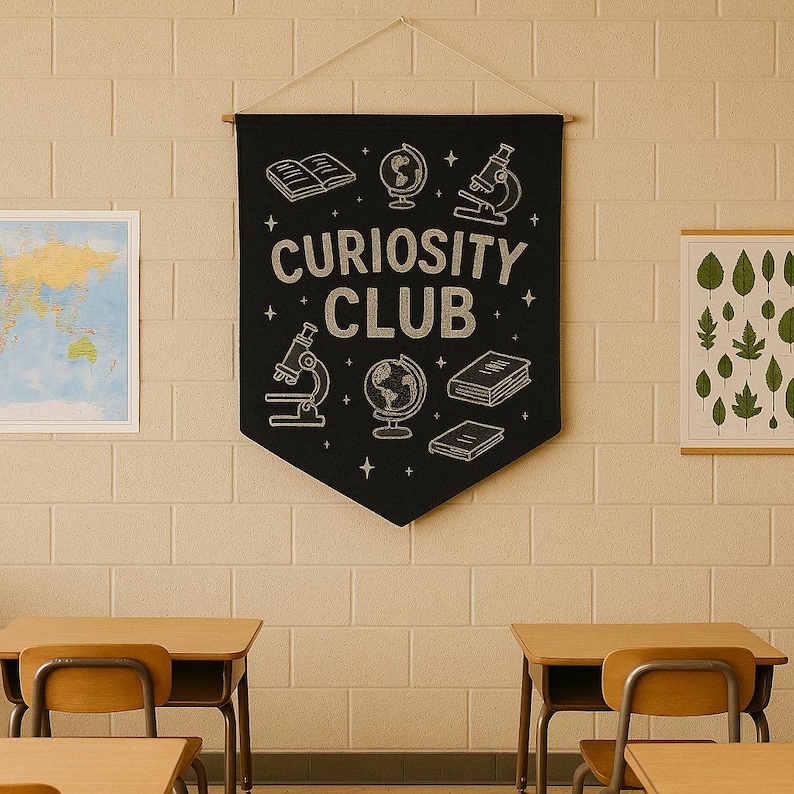 Curiosity Club Pennant, Educational Wall Decor, Science Enthusiast Gift ...