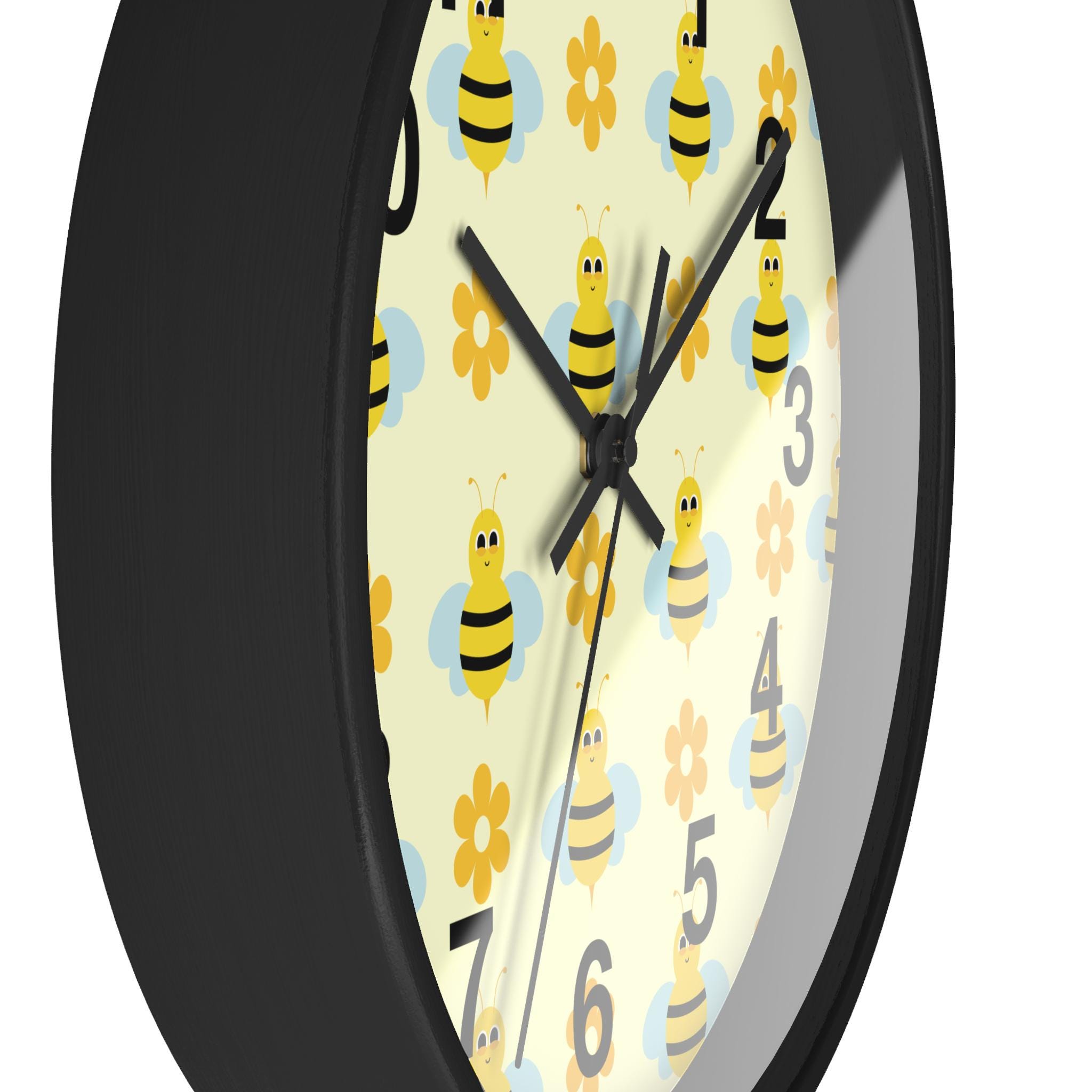 Cheerful Bee Wall Clock ,cute Home Decor, Bees & Flowers Design ...