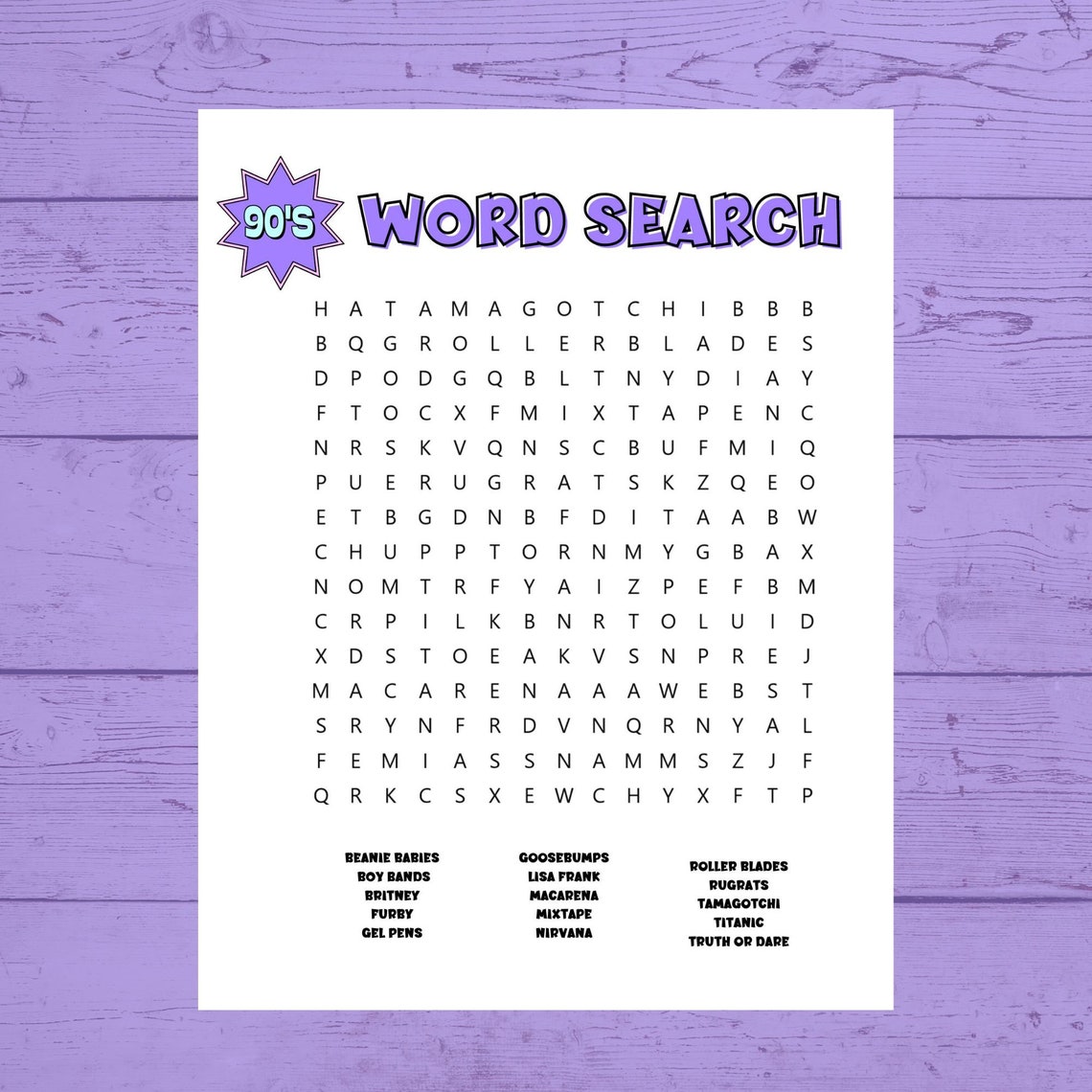 90s Word Search, Printable Games, 90s Slang Word Search 90s Slang ...