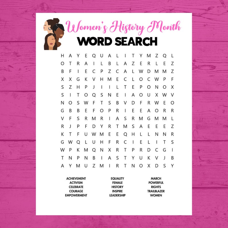 Women's History Month Word Search Women's History Month Word Search ...