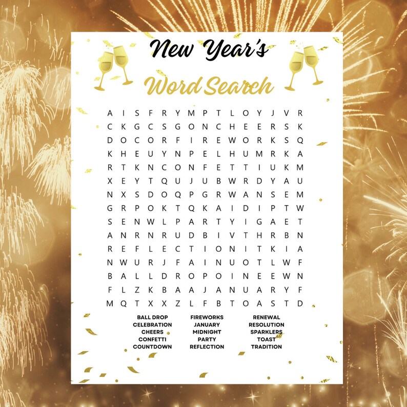New Years Word Search New Years Eve Games New Years - Etsy