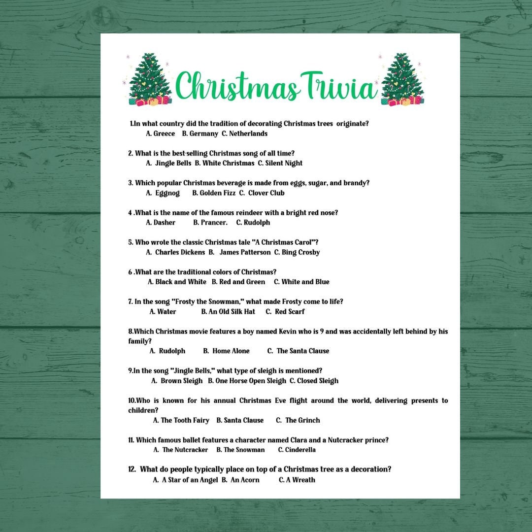 Christmas Trivia Game Christmas Party Games Christmas Printable Holiday ...