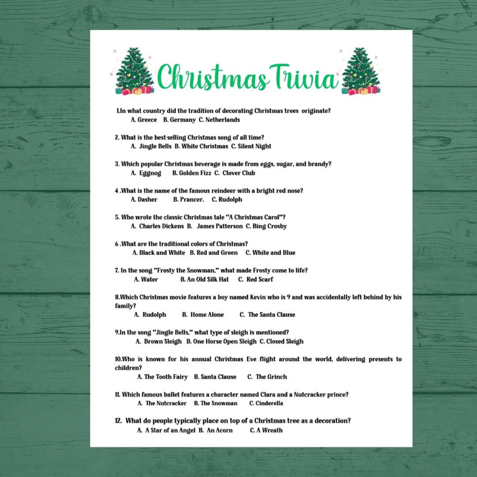Christmas Trivia Game Christmas Party Games Christmas Printable Holiday ...