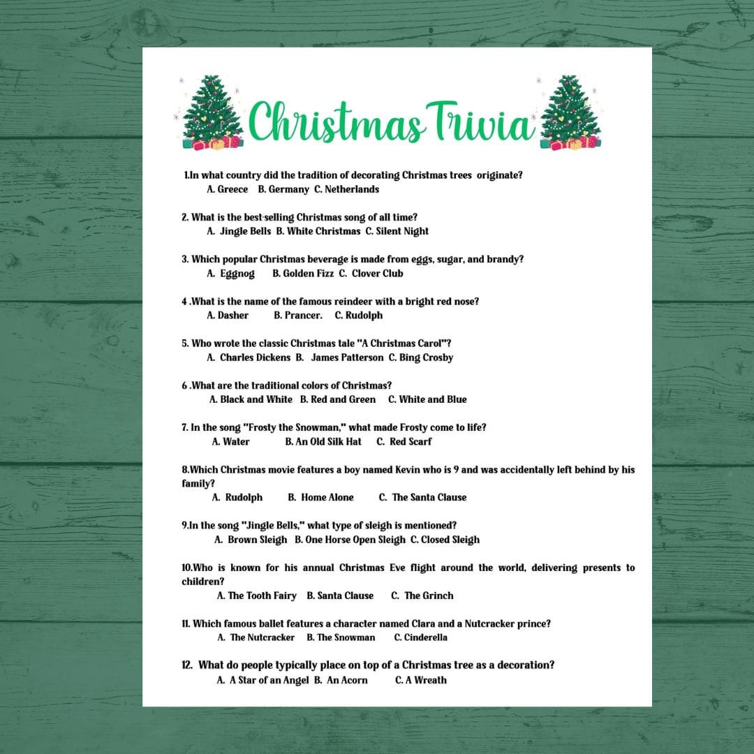 Christmas Trivia Game Christmas Party Games Christmas Printable Holiday ...