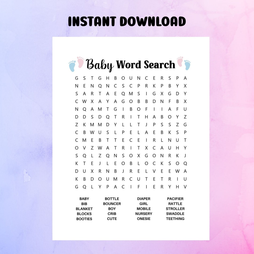 Baby Shower Word Search Baby Shower Word Search Game - Etsy