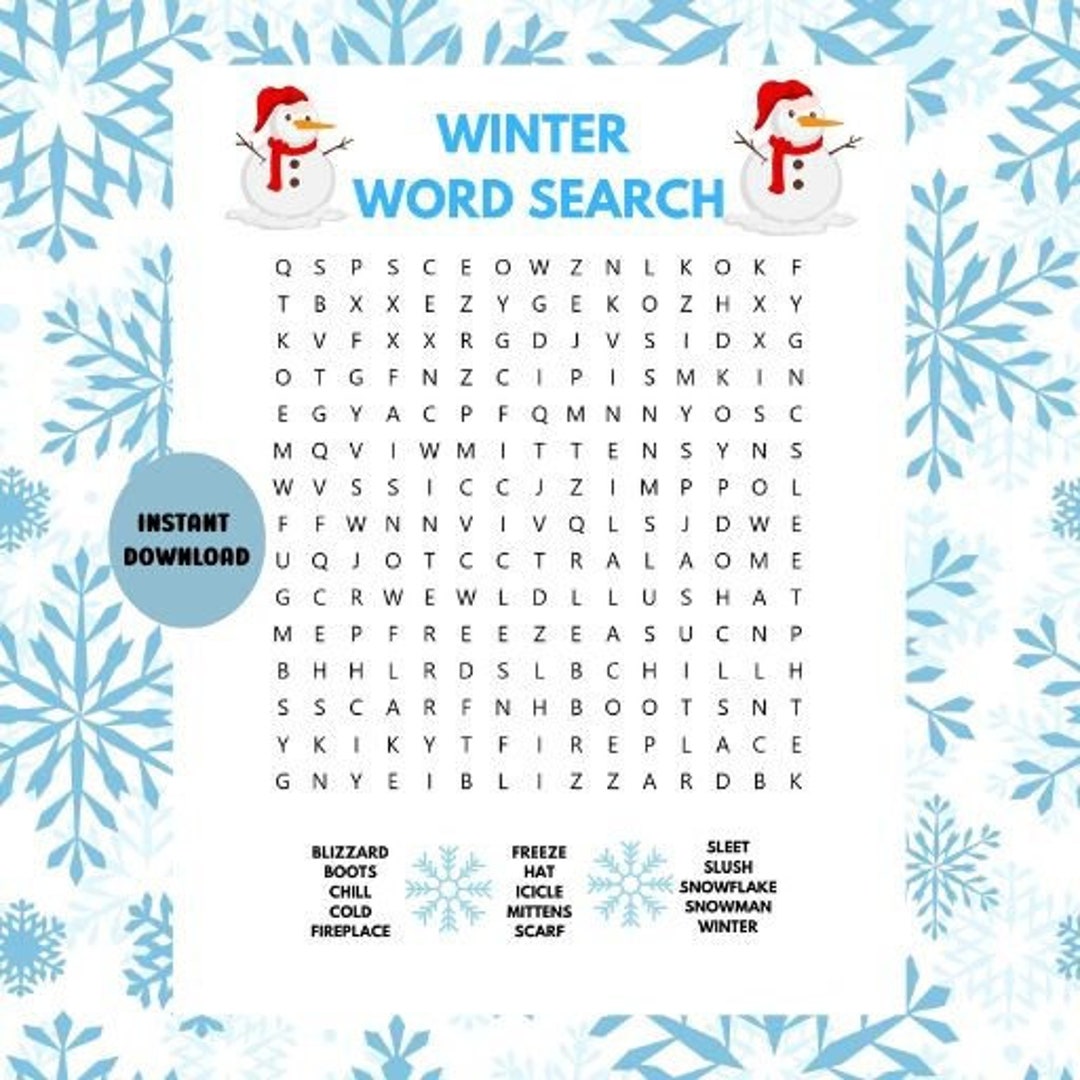 Winter Word Search Winter Games Printable Winter Games Word - Etsy