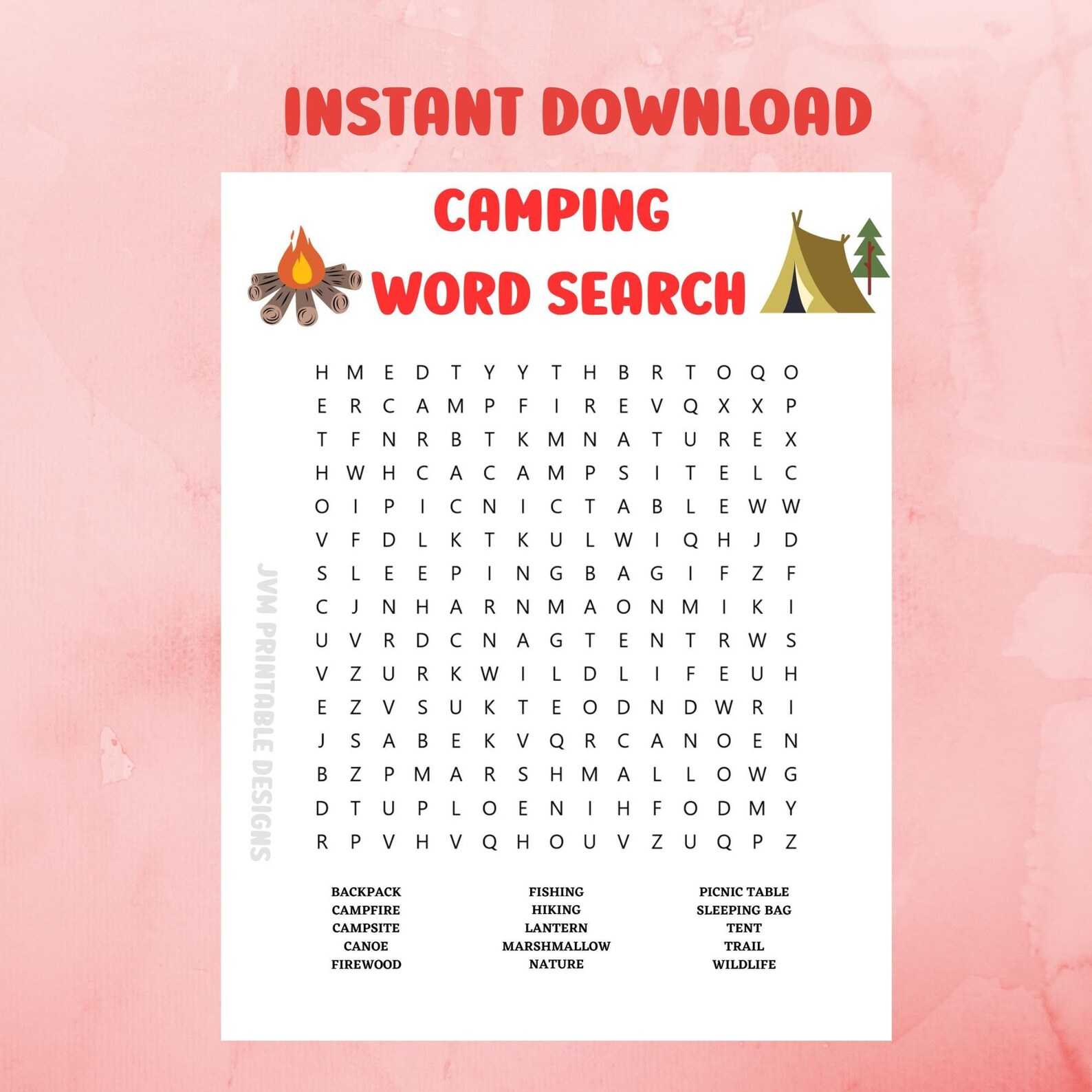 Camping Word Search Printable Camping Games Camping Activities for Kids ...