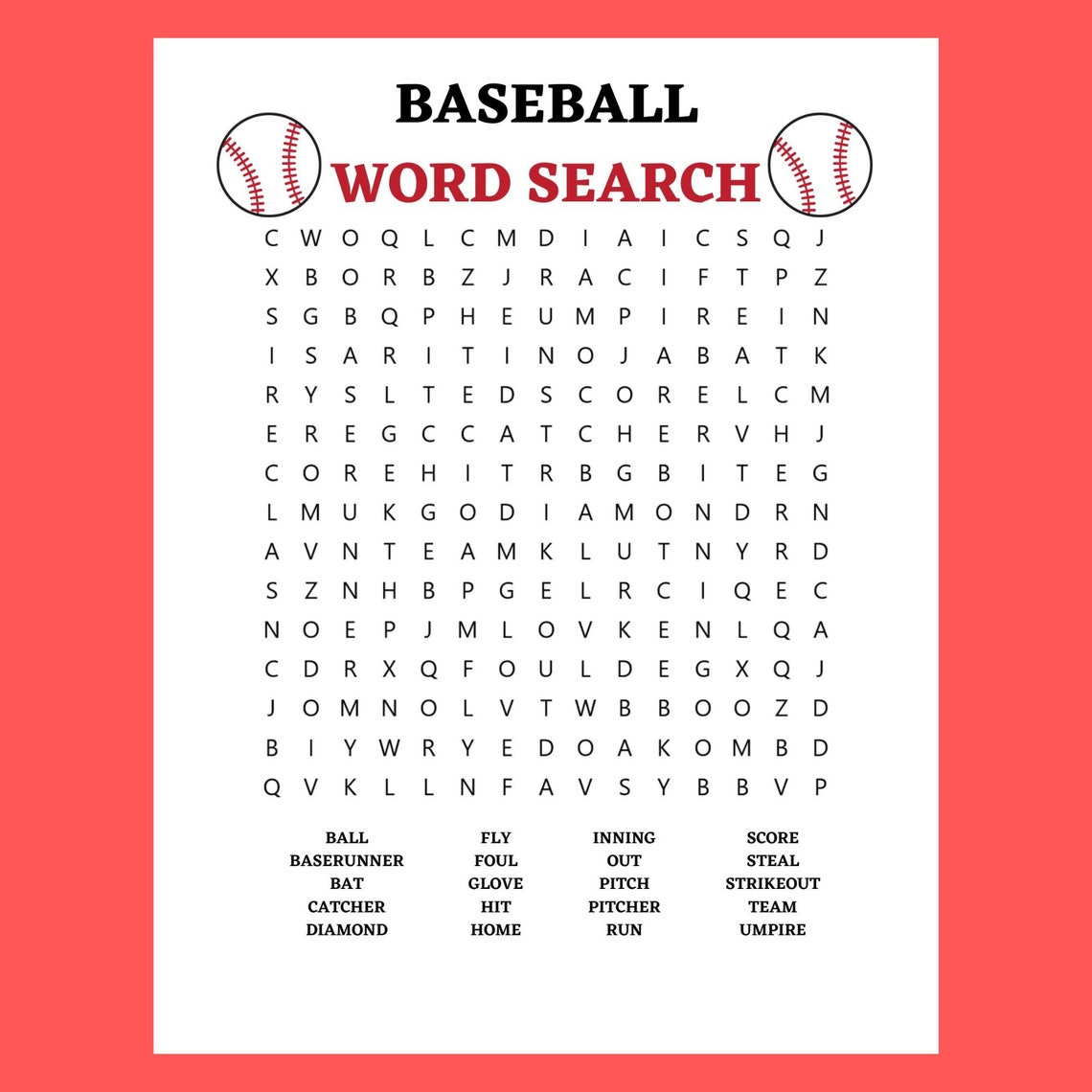 Baseball Word Search Baseball Team Games Printable Word Searches ...