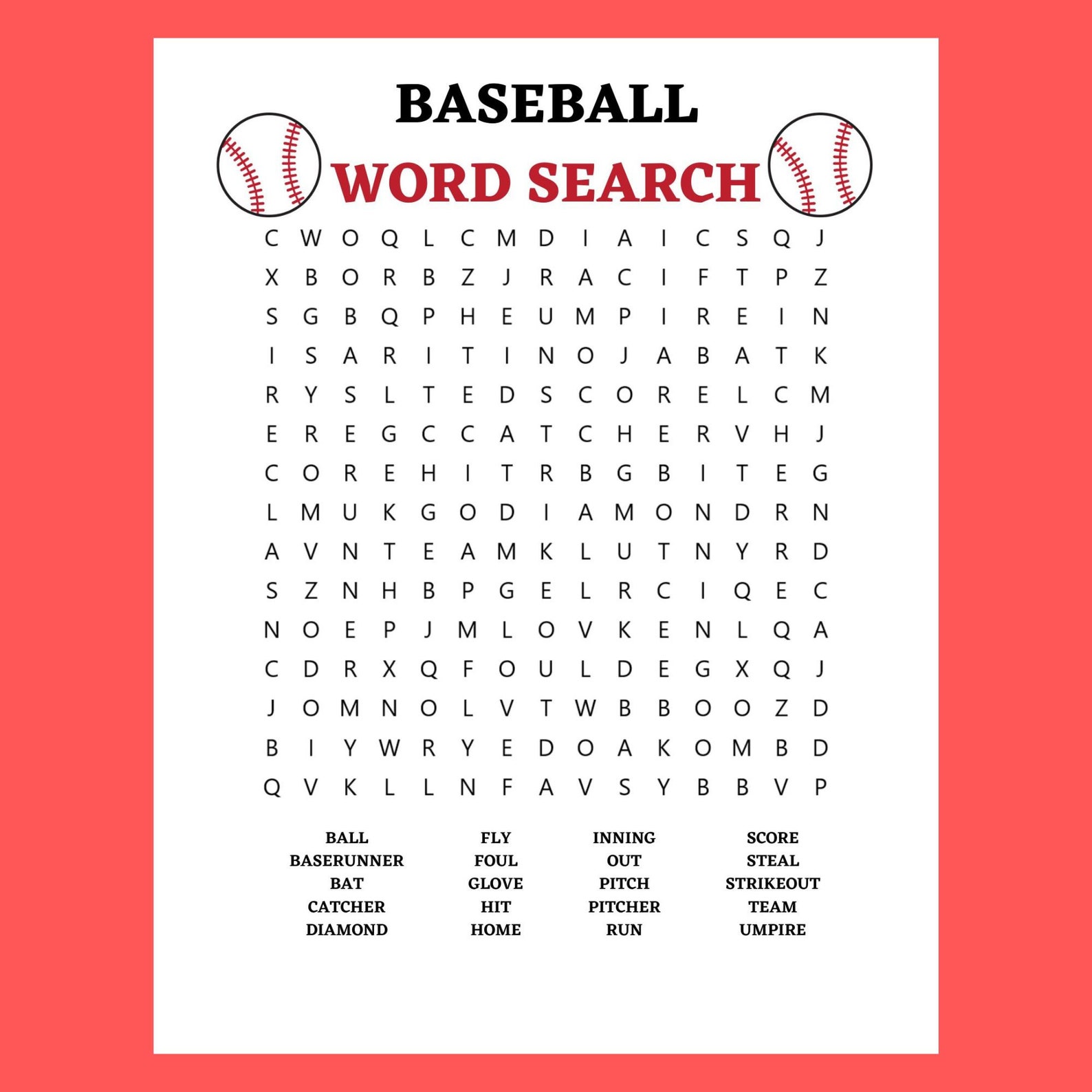 Baseball Word Search Baseball Team Games Printable Word Searches ...