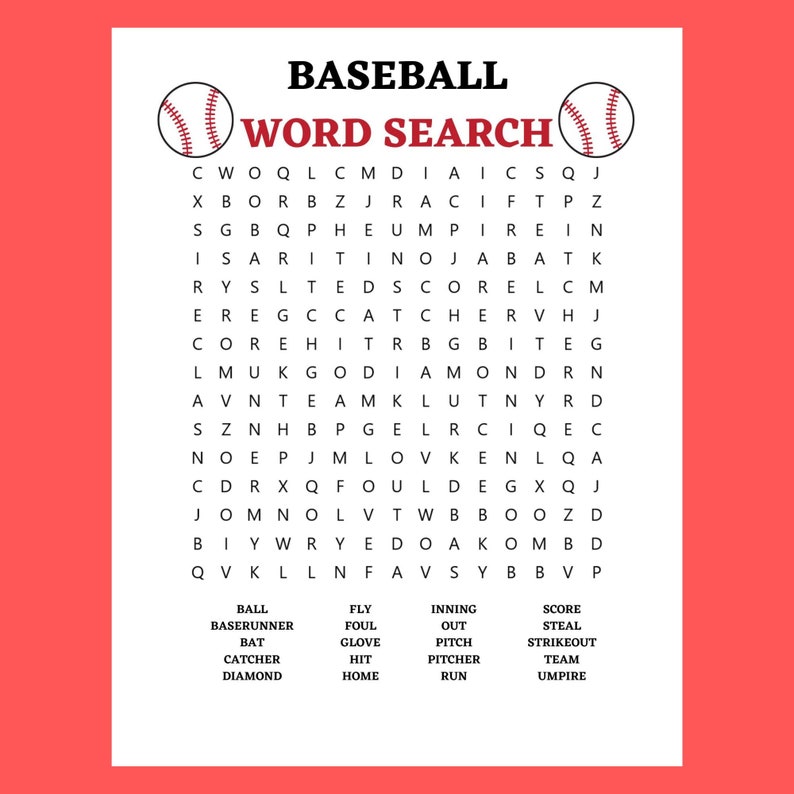Baseball Word Search Baseball Team Games Printable Word Searches ...