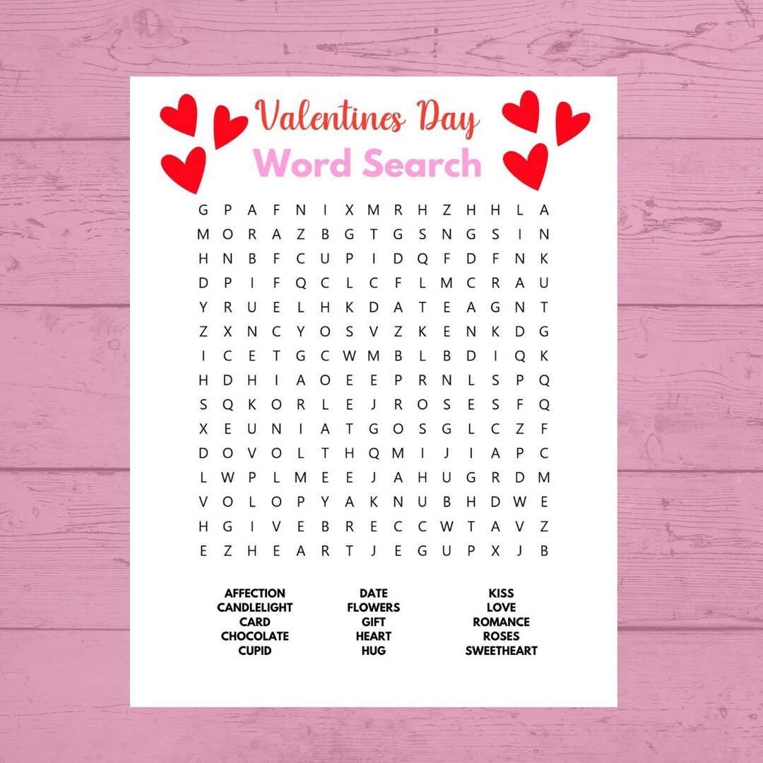 Valentine's Day Word Search Valentine's Day Worksheet Valentine's Day ...
