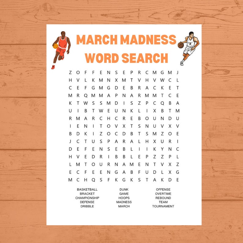 March Madness Word Search Basketball Word Search Printable Word ...