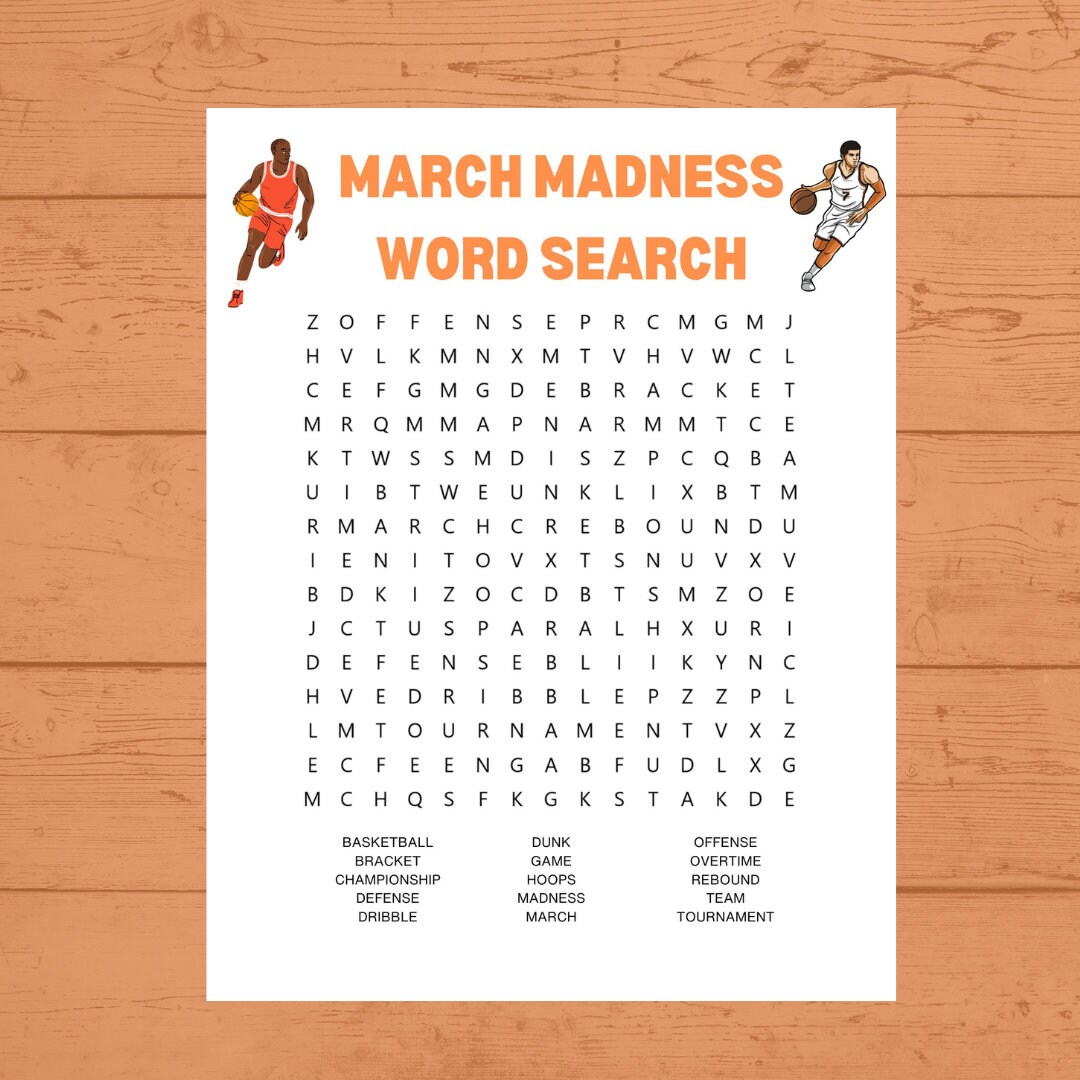 March Madness Word Search Basketball Word Search Printable Word ...