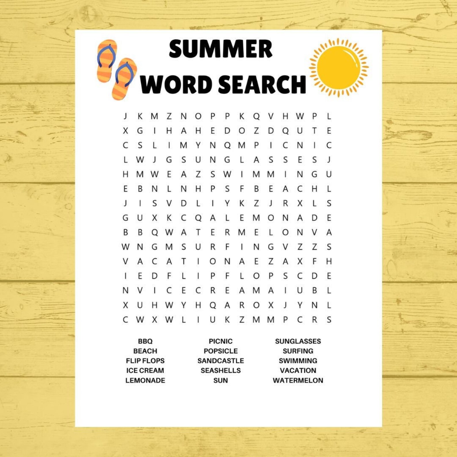 Summer Word Search Summer Party Games Word Searches Printables Summer ...