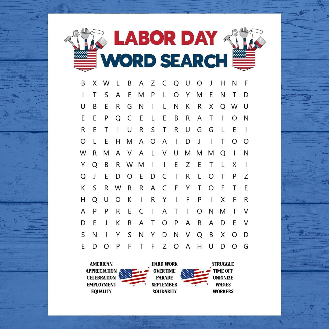 Labor Day Word Search Party Games, Word Searches, Word Search Printable ...