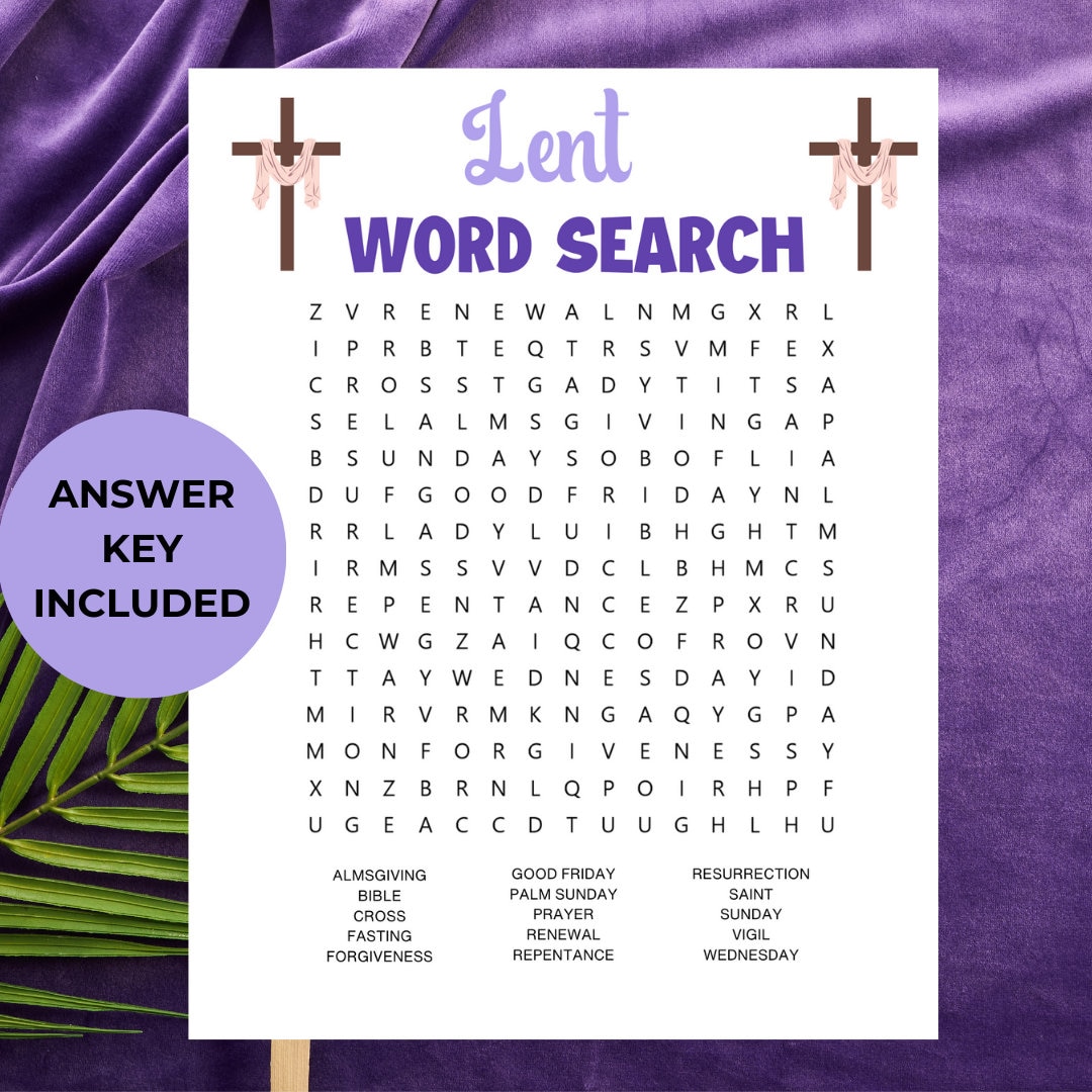 Lent Word Search Lent Worksheet Lenten Printable Lent Activities for ...