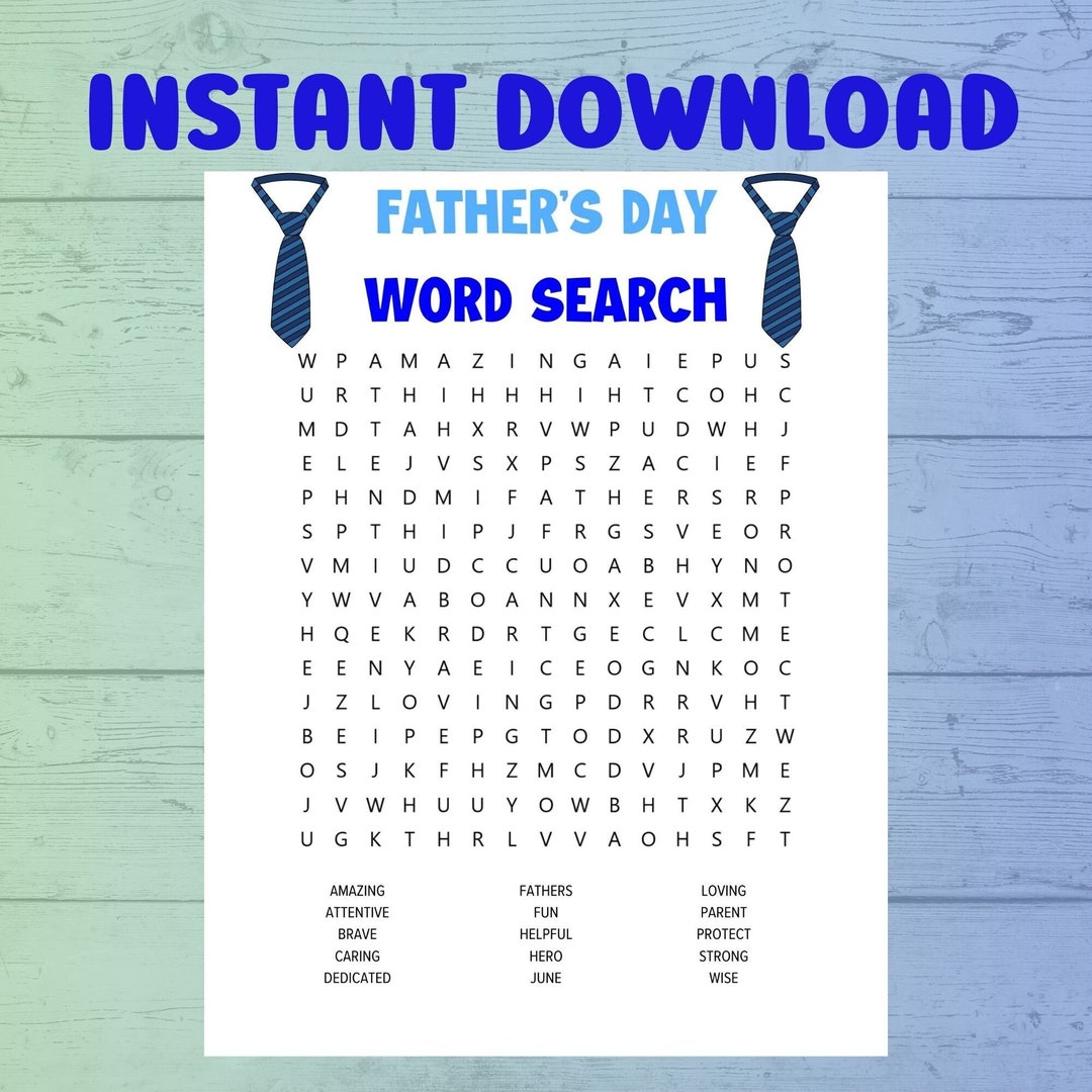 Father's Day Word Search Printable, Father's Day Games, Games to Play ...
