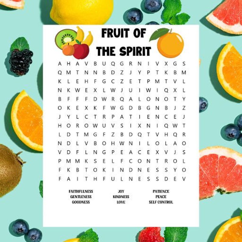 Fruit of the Spirit Word Search Bible Word Search Printable - Etsy