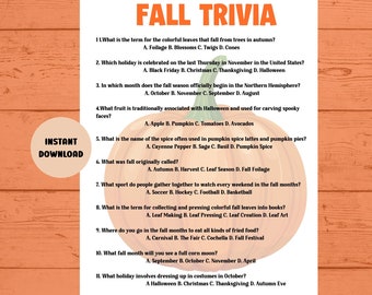 Pumpkin Trivia Game Printable Pumpkin Trivia Fun Fall Trivia - Etsy