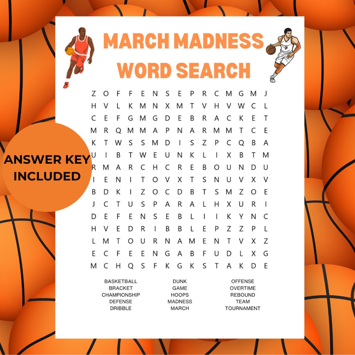 March Madness Word Search Basketball Word Search Printable Word ...