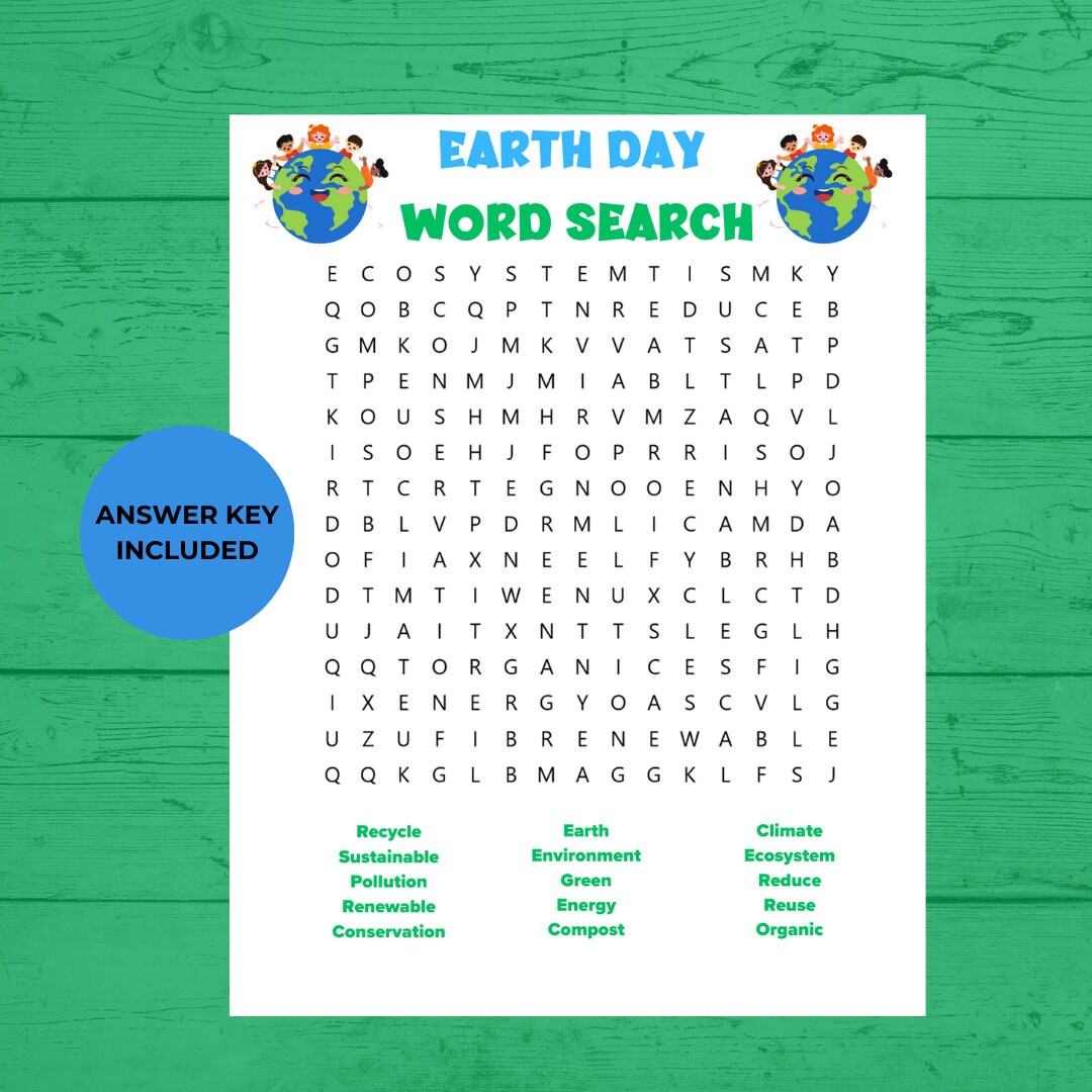 Earth Day Word Search Earth Day Printable Earth Day Activities for Kids ...