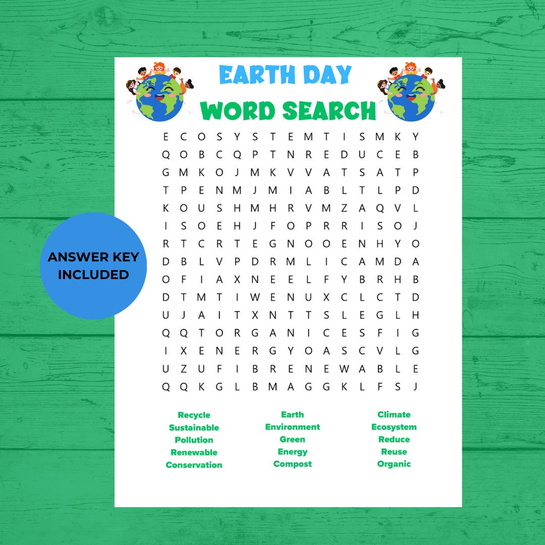 Earth Day Word Search Earth Day Printable Earth Day Activities for Kids ...