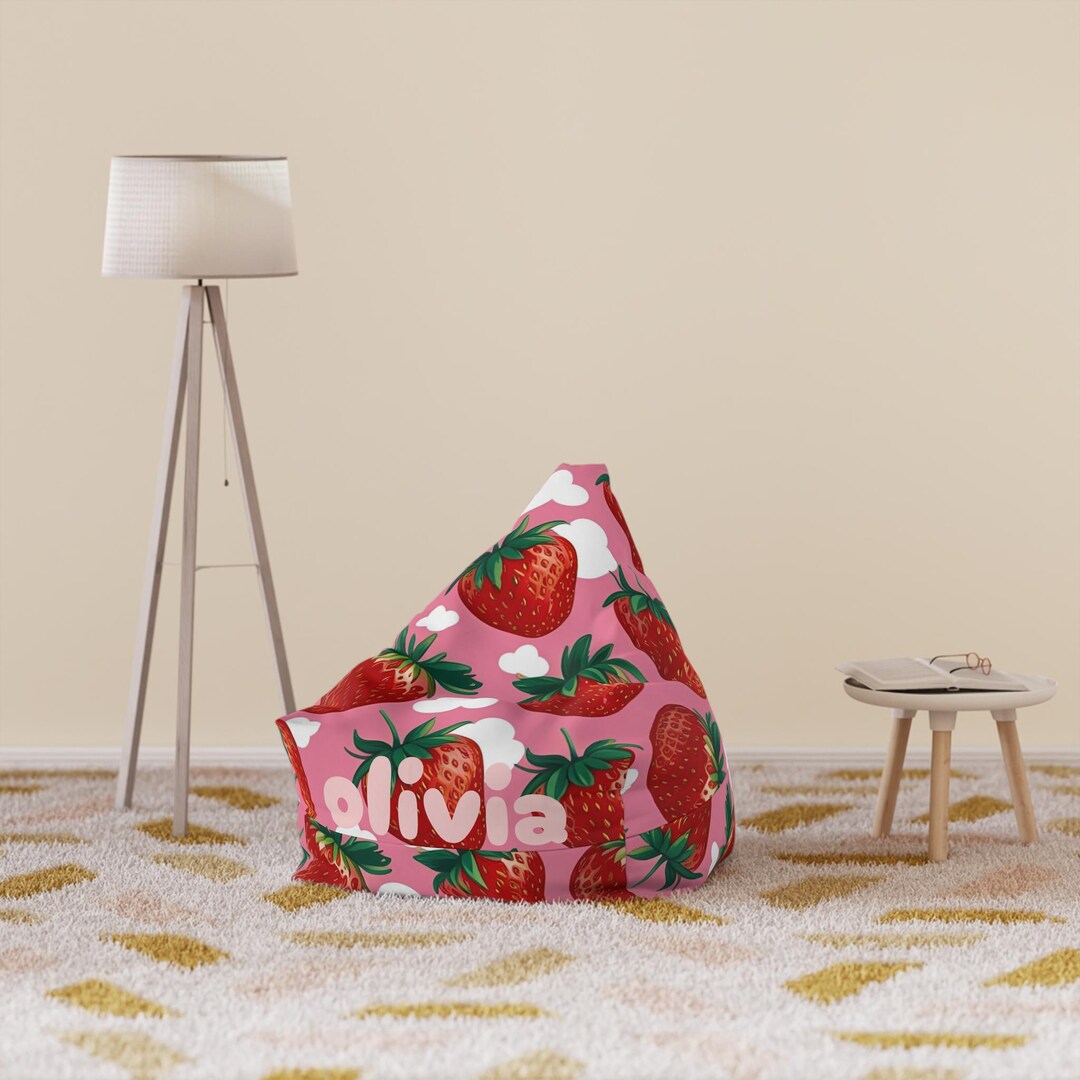 Personalized Strawberry Bean Bag Chair Cover: Custom Kids Room Decor - Etsy