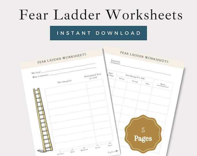 CBT Exposure Worksheet for Kids and Teens, Anxiety Worksheet for Youth ...