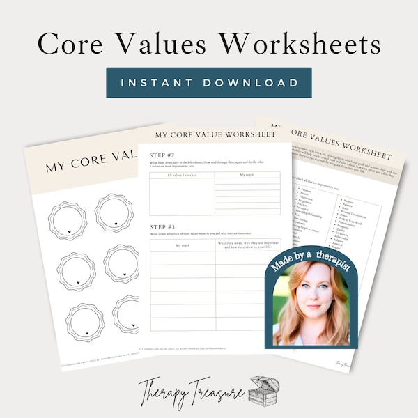 Core Value Worksheets - Etsy
