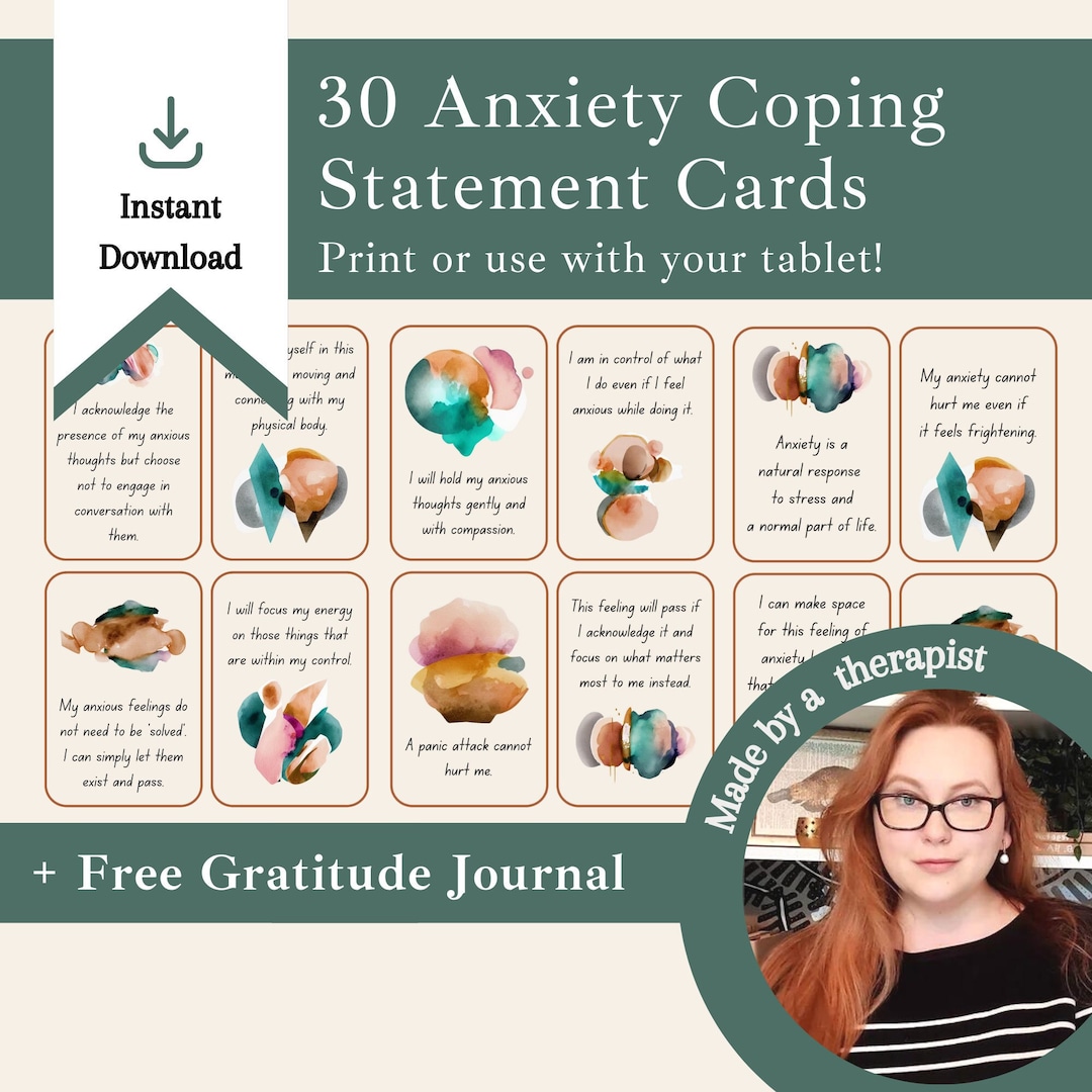 Anxiety Cards Coping Skills Therapy Tools Mindfulness Cards Therapy ...