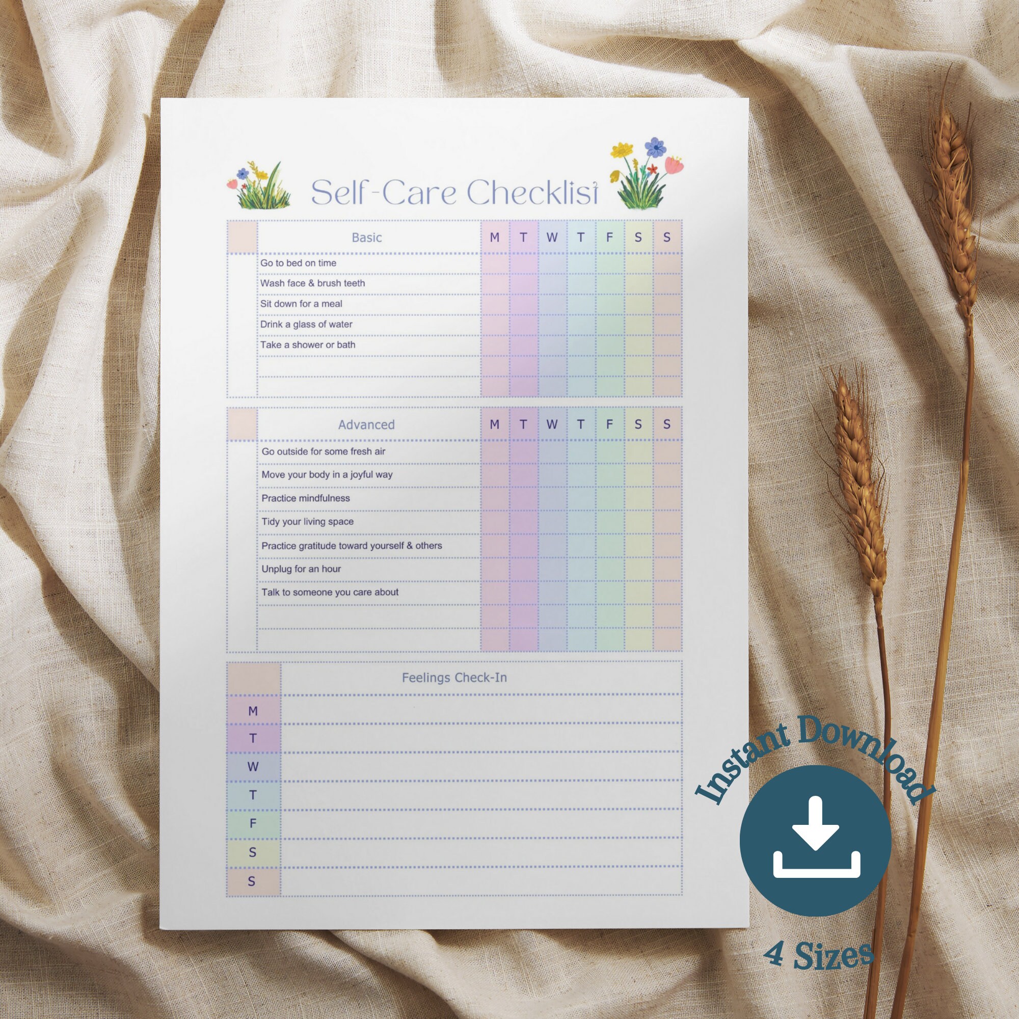 Mental Health Coping Checklist Trigger Tracker Visual Consequences Self ...
