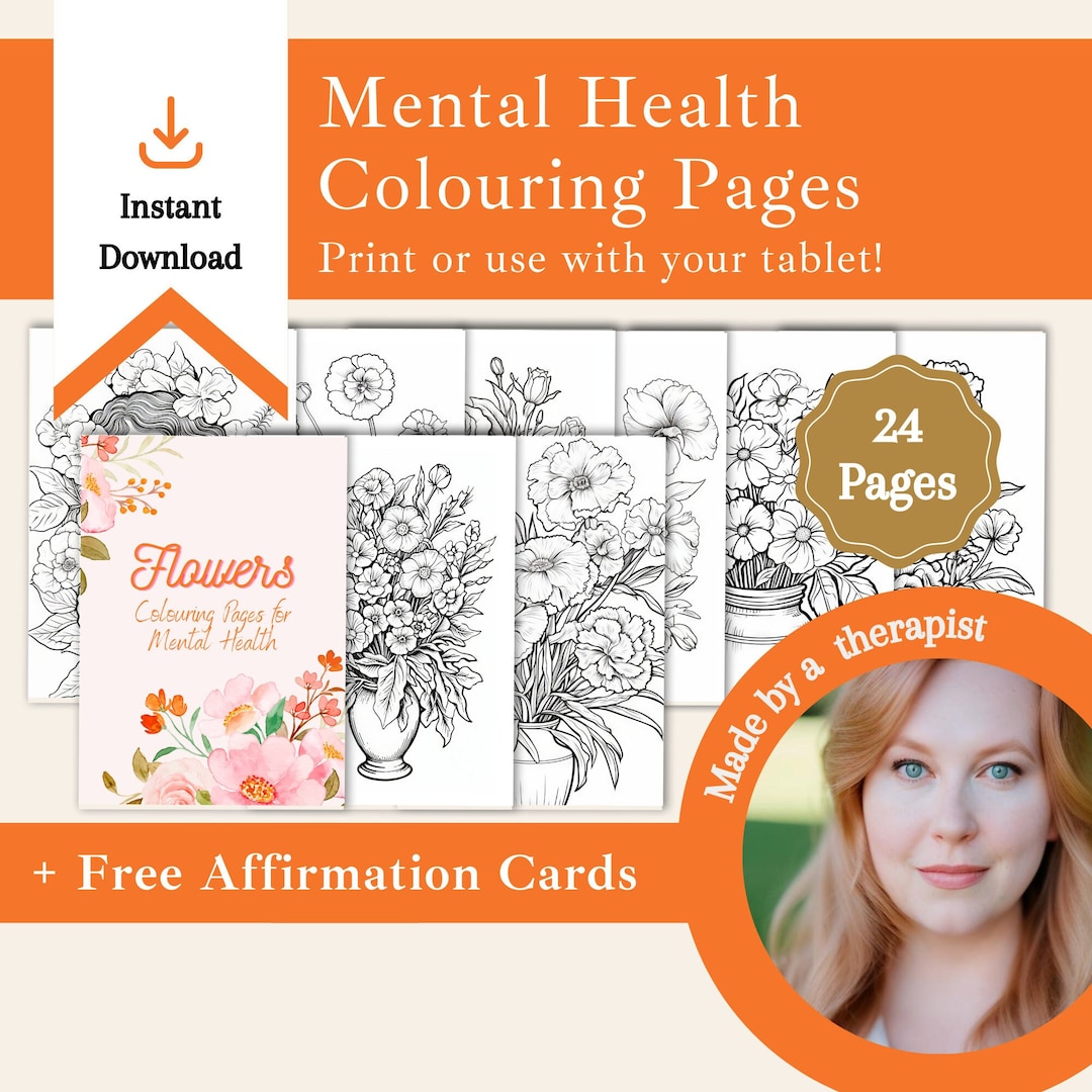 Mental Health Anxiety Coloring Pages Mindful Coloring Flower Coloring ...