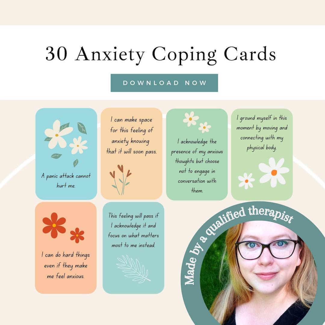 Anxiety Coping Skills Cards Affirmation Cards Anxiety Relief Therapy ...