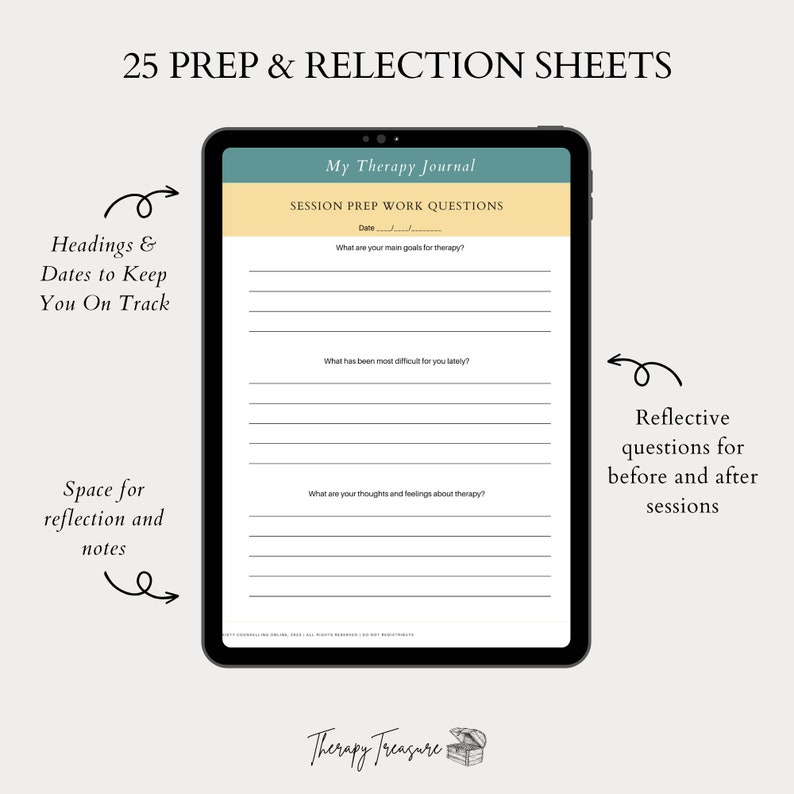 Therapy Journal Session INSTANT DOWNLOAD Wellness Journal | Mental ...