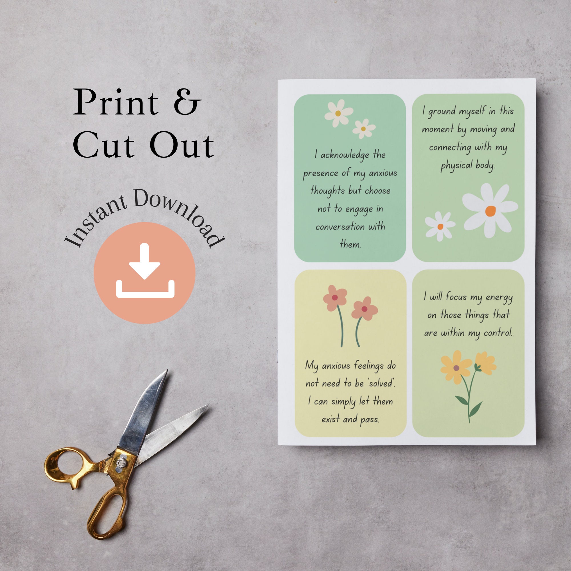 Anxiety Coping Skills Cards Affirmation Cards Anxiety Relief Therapy ...