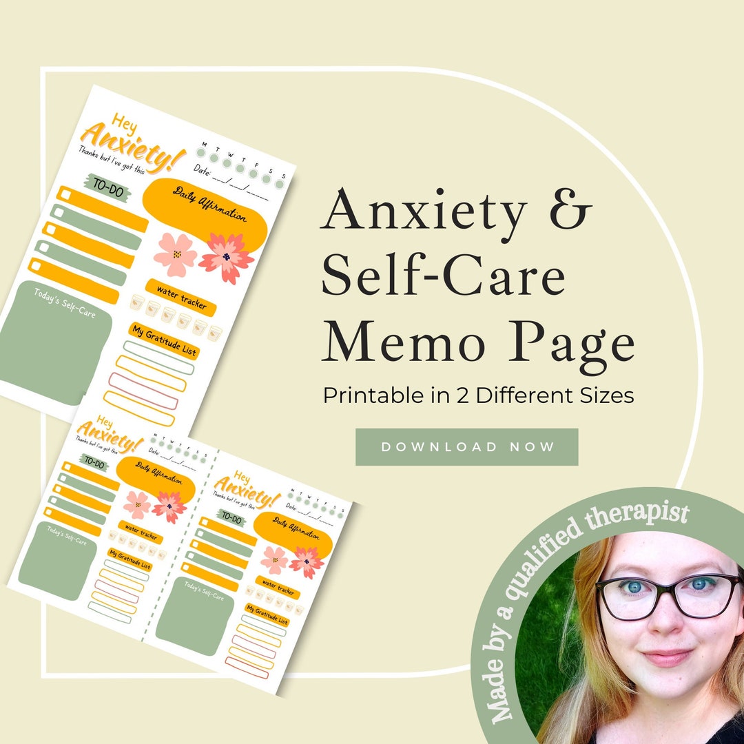 Anxiety Self-care Checklist Printable INSTANT DOWNLOAD Daily Memo Pad ...