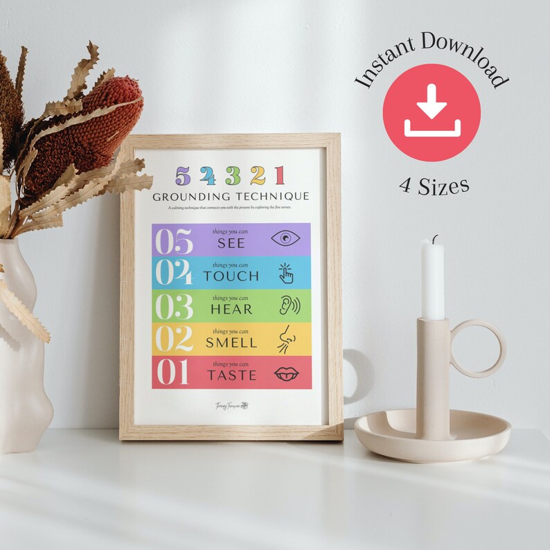 54321 Grounding Technique Printable Wall Art INSTANT DOWNLOAD - Etsy