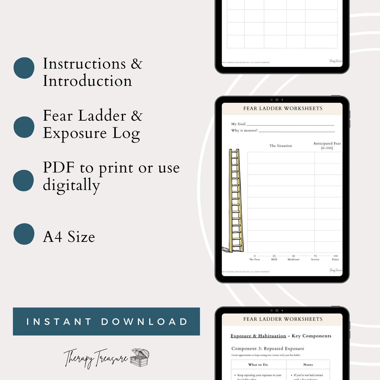 Fear Ladder Worksheet Exposure Therapy ERP Worksheets Therapy ...