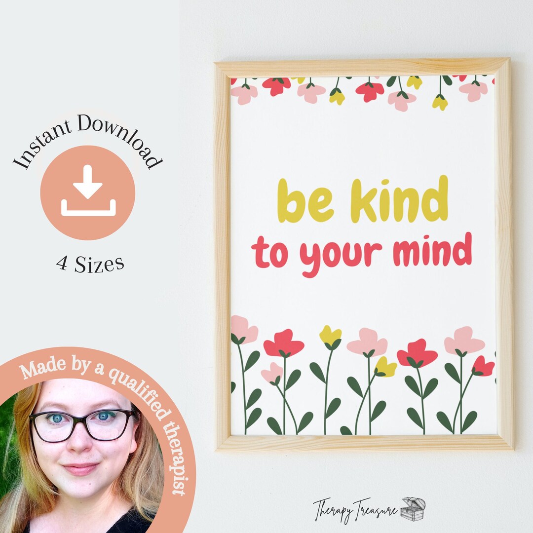 Be Kind to Your Mind Poster DIGITAL DOWNLOAD Therapy Office Decor ...
