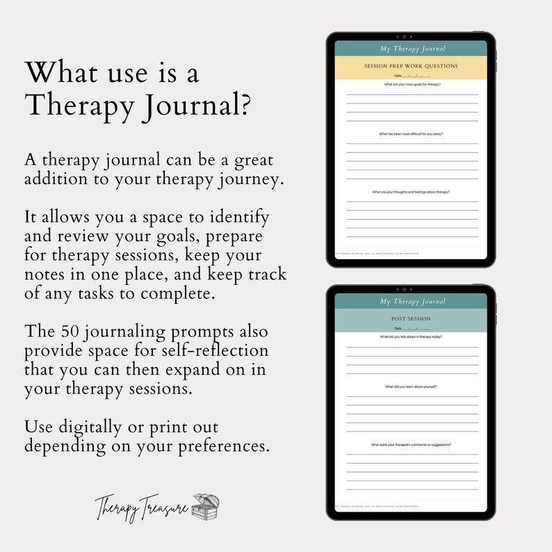 Therapy Journal Session INSTANT DOWNLOAD Wellness Journal Mental Health ...