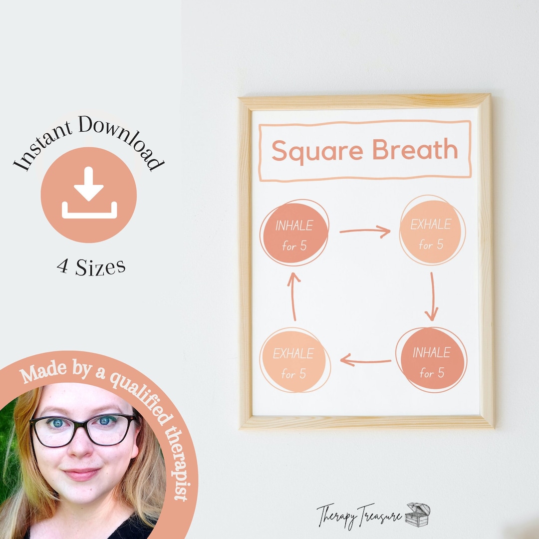 Square Breath Poster DIGITAL DOWNLOAD Mindfulness, Therapy Office Decor ...