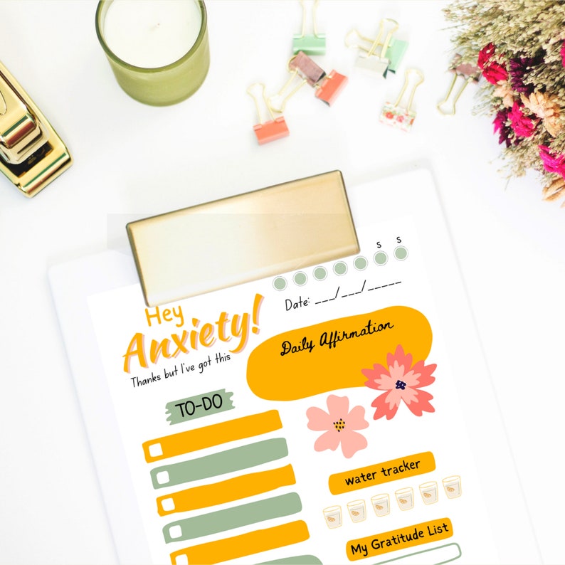 Anxiety Self-care Checklist Printable INSTANT DOWNLOAD Daily Memo Pad ...