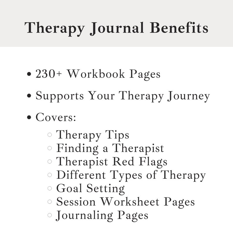 Therapy Journal Session INSTANT DOWNLOAD Wellness Journal | Mental ...