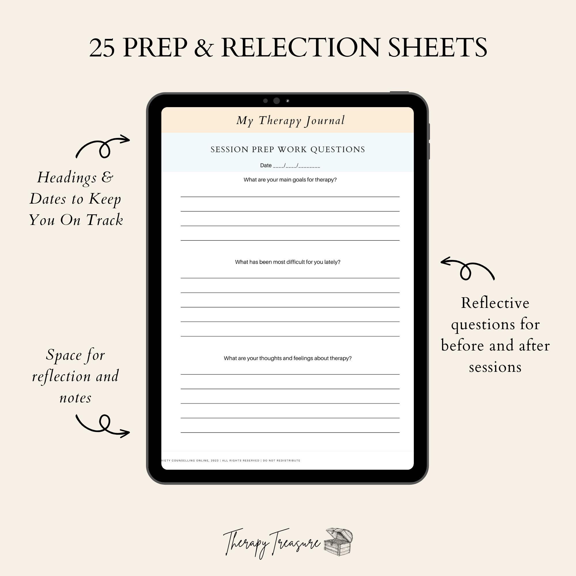 Therapy Journal Session INSTANT DOWNLOAD Wellness Journal | Mental ...
