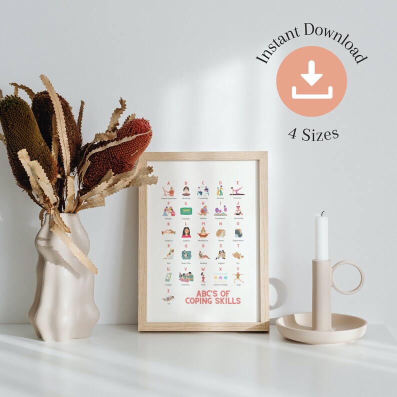 ABC Coping Skills Poster | Coping Skills Alphabet, Coping Skills List ...