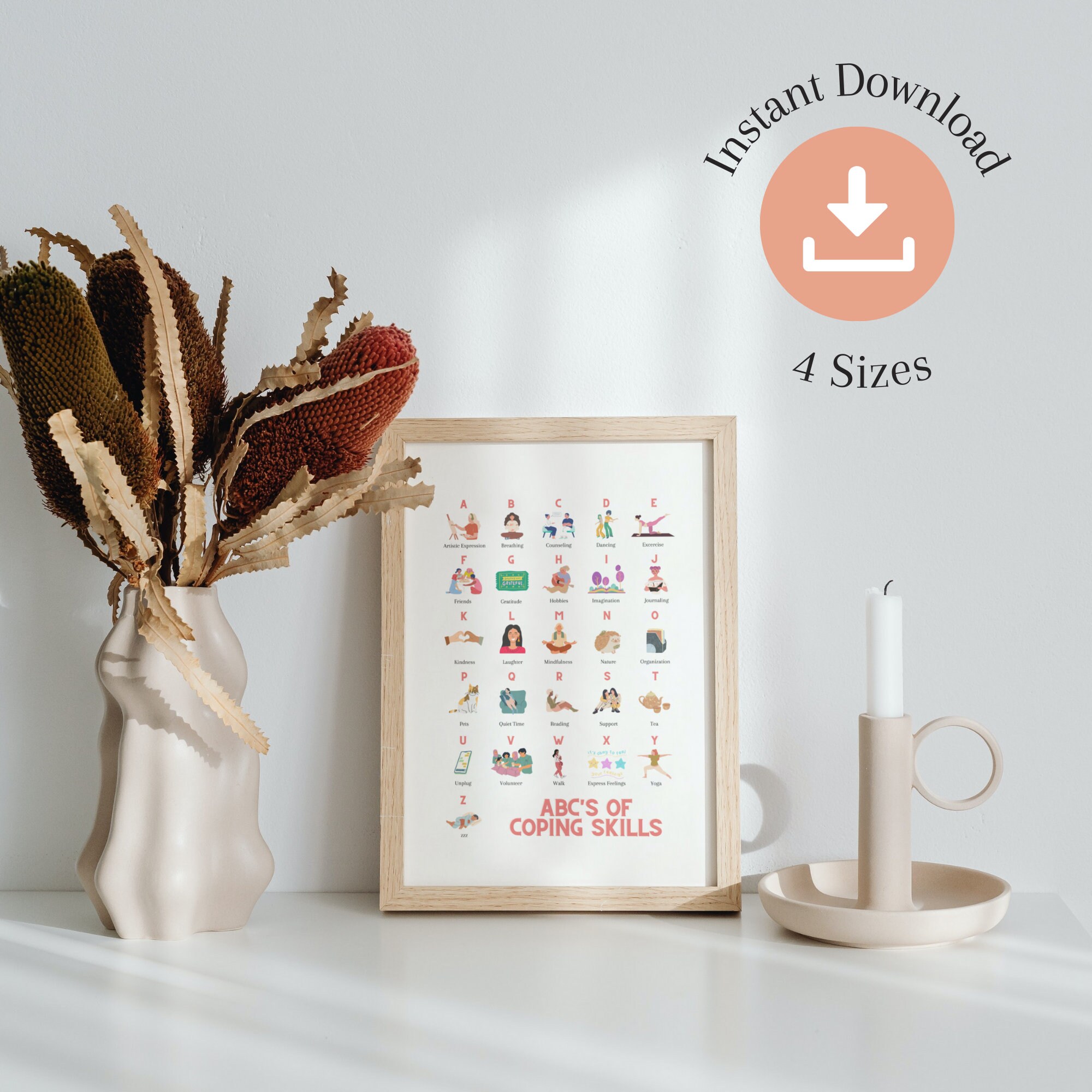 ABC Coping Skills Poster Coping Skills Alphabet, Coping Skills List ...