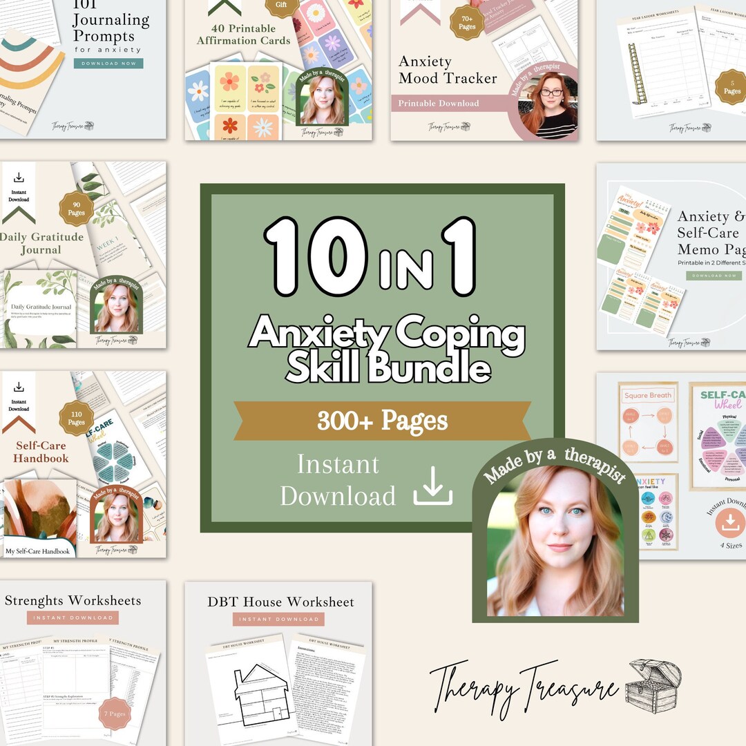 Anxiety Coping Bundle, Anxiety Coping Worksheet, Anxiety Coping Kit ...