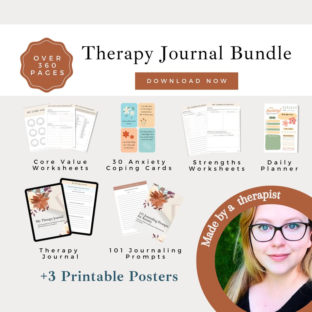 Therapy Journal Bundle | Therapy Worksheet Bundle | Anxiety Journal ...