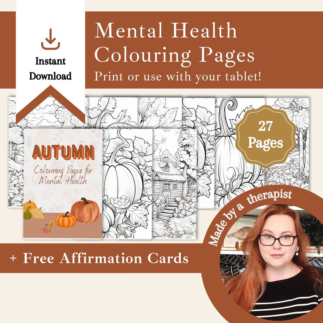 Mental Health Anxiety Coloring Pages Mindful Coloring Fall Harvest ...